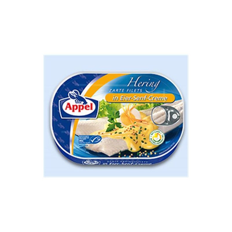 Hering mit Eier Senf Creme – Jetzt bestellen! Appel – Deutsch Konserv ...