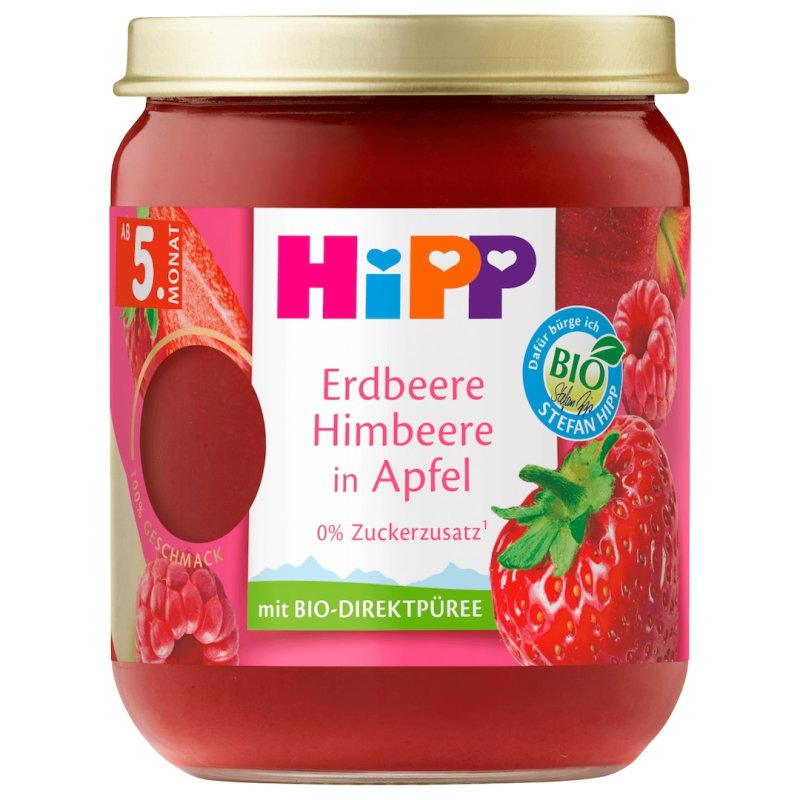 HiPP Erdbeere mit Himbeere in Apfel (160g) – Jetzt bestellen! HIPP ...